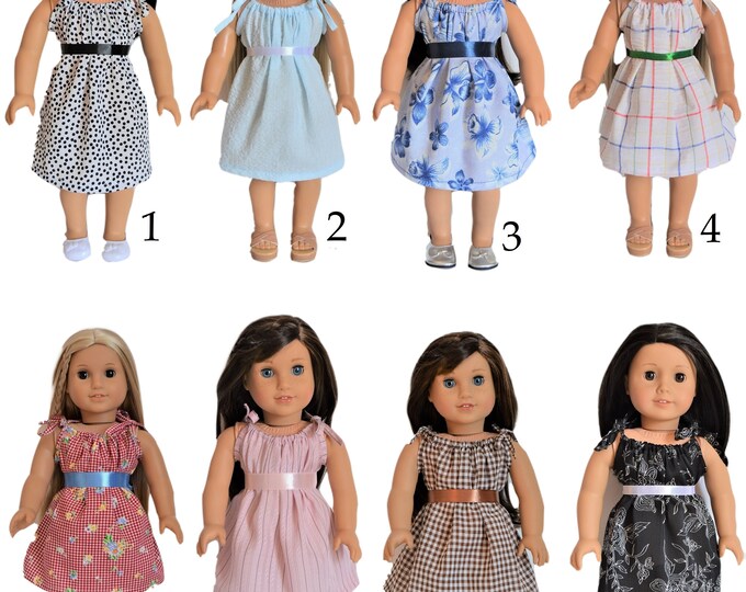 Handmade Doll Clothes Drawstring Dress Summer Assorted Colors Fit 18 ...