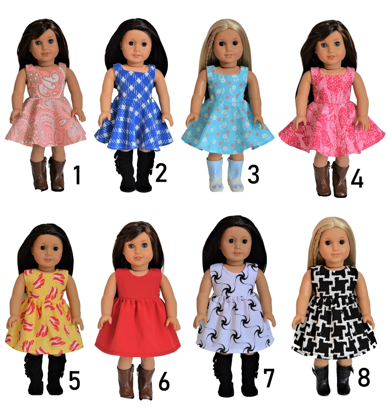 Handmade Doll Clothes Dress Assorted Colors Fit 18" Girl Dolls Maplelea ...