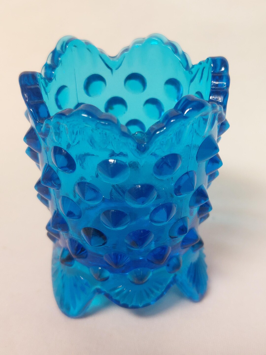 Vintage Fenton Blue Hobnail Footed Toothpick Holder - Etsy