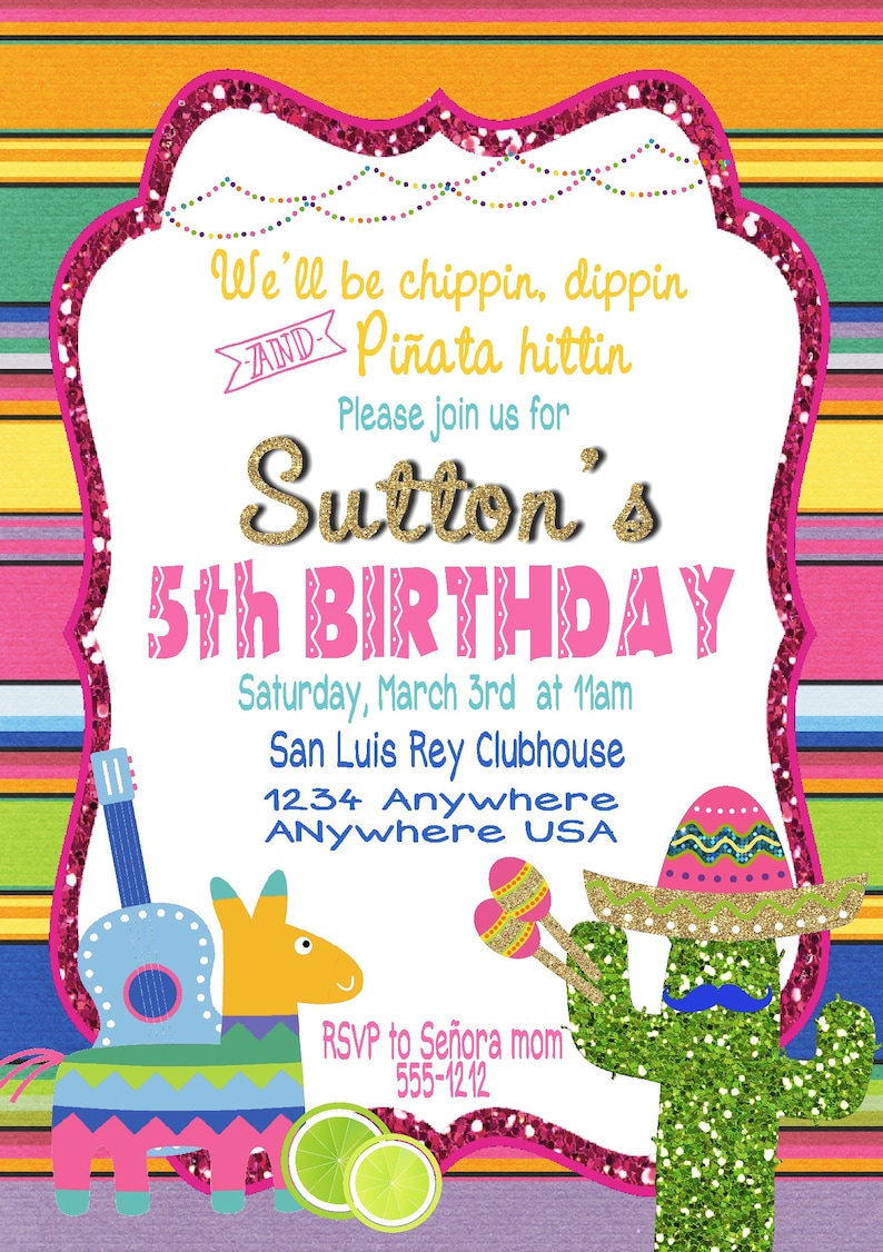 Fiesta Birthday Party Invitation Birthday Party Invite - Etsy