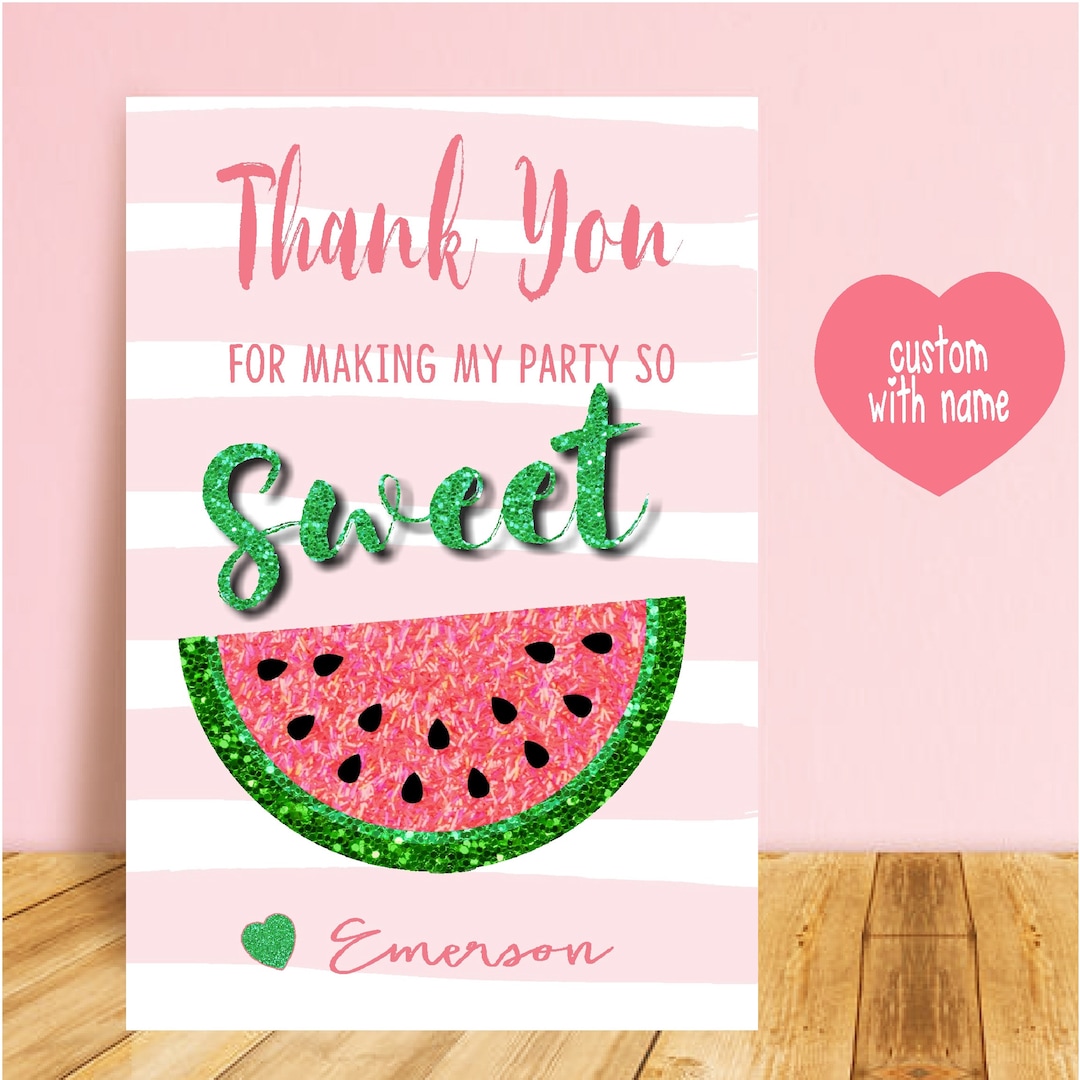 Watermelon Birthday Thank You Cards, One in a Melon Birthday Thank You ...