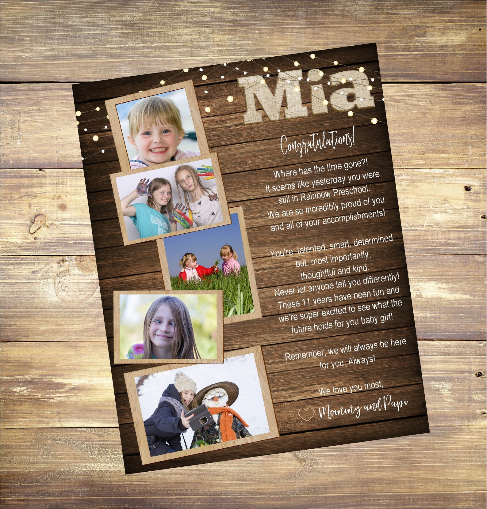 Senior Yearbook Ad | Dedication | Graduation | Rustic | Wood | Full ...