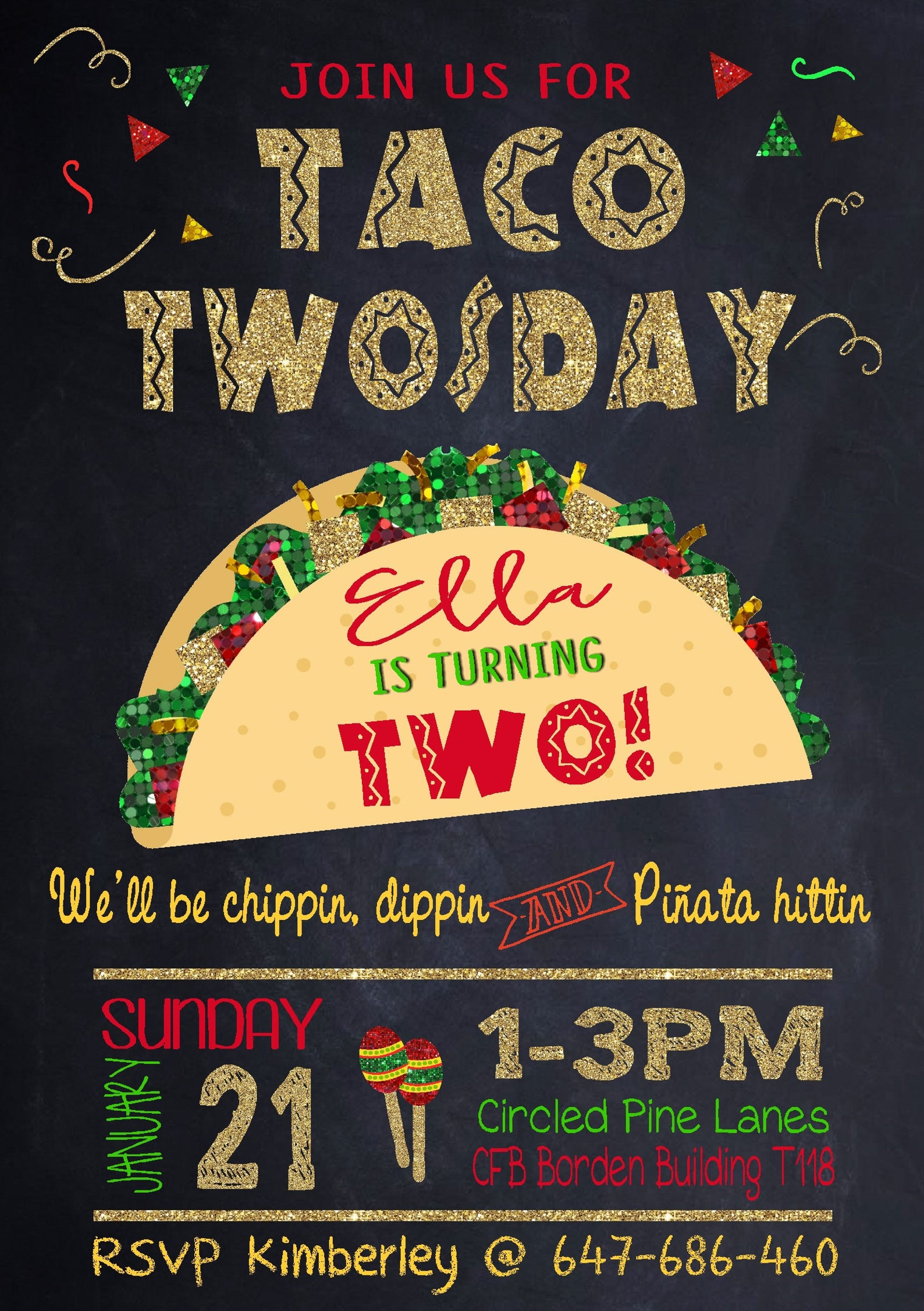 TACO TWOSDAY PARTY Birthday Party Invitation Fiesta Party | Etsy