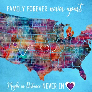 Long Distance Family Map, Sisters, Christmas Gift, Customized for ...