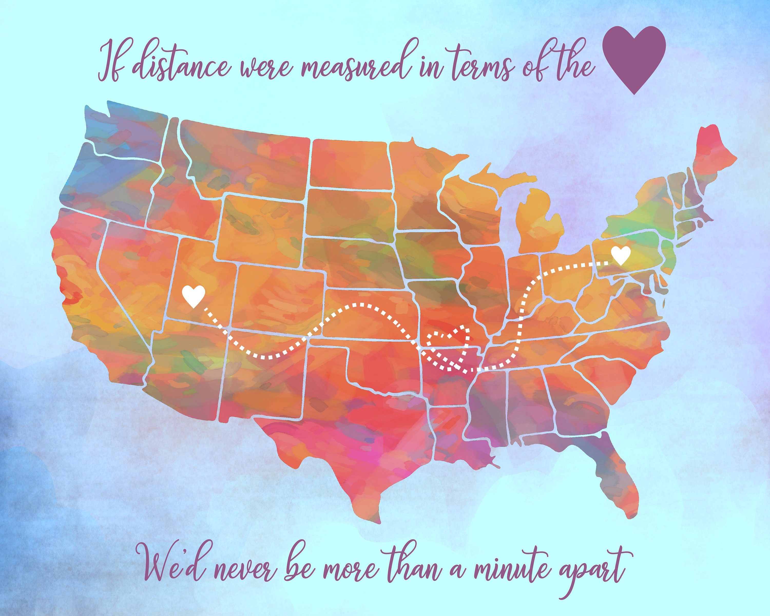 Long Distance Map, Mother Daughter Christmas Gift, Customized for ...