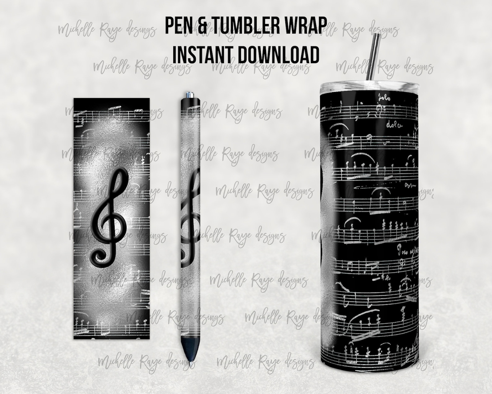 Music Notes, Clef, Sheet Music, Printable Waterslide Pen Wrap and ...