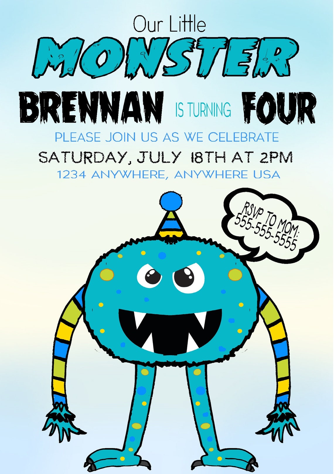 Monster Party Invitation Birthday Invitation Monster Invite - Etsy