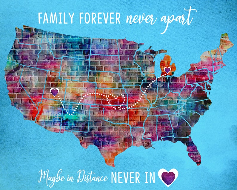 Sisters Long Distance Family Map, Christmas Gift, Customized for Anyone ...