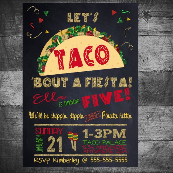 TACO BIRTHDAY PARTY - Birthday Party Invitation - Fiesta Party - Any ...
