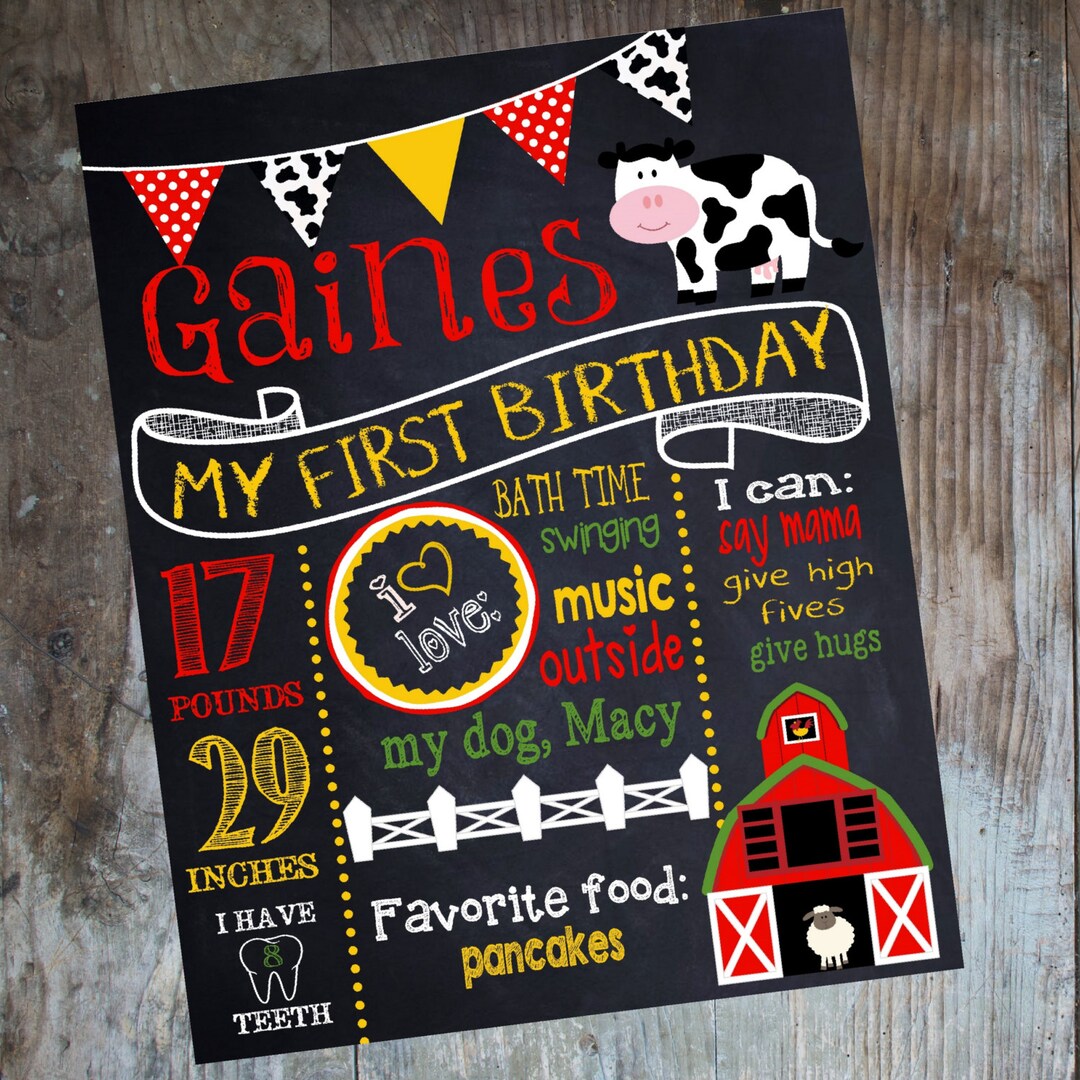 Farm Birthday Sign | Cow | Farmhouse | Country | First Birthday ...