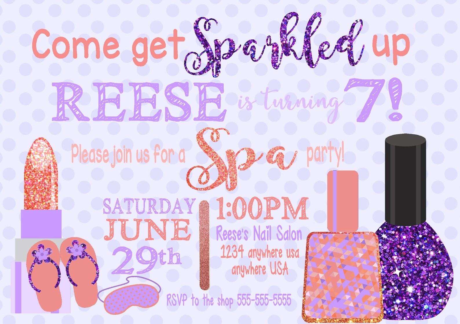 SPA PARTY Invitation Spa Invitation SPA Party Birthday - Etsy