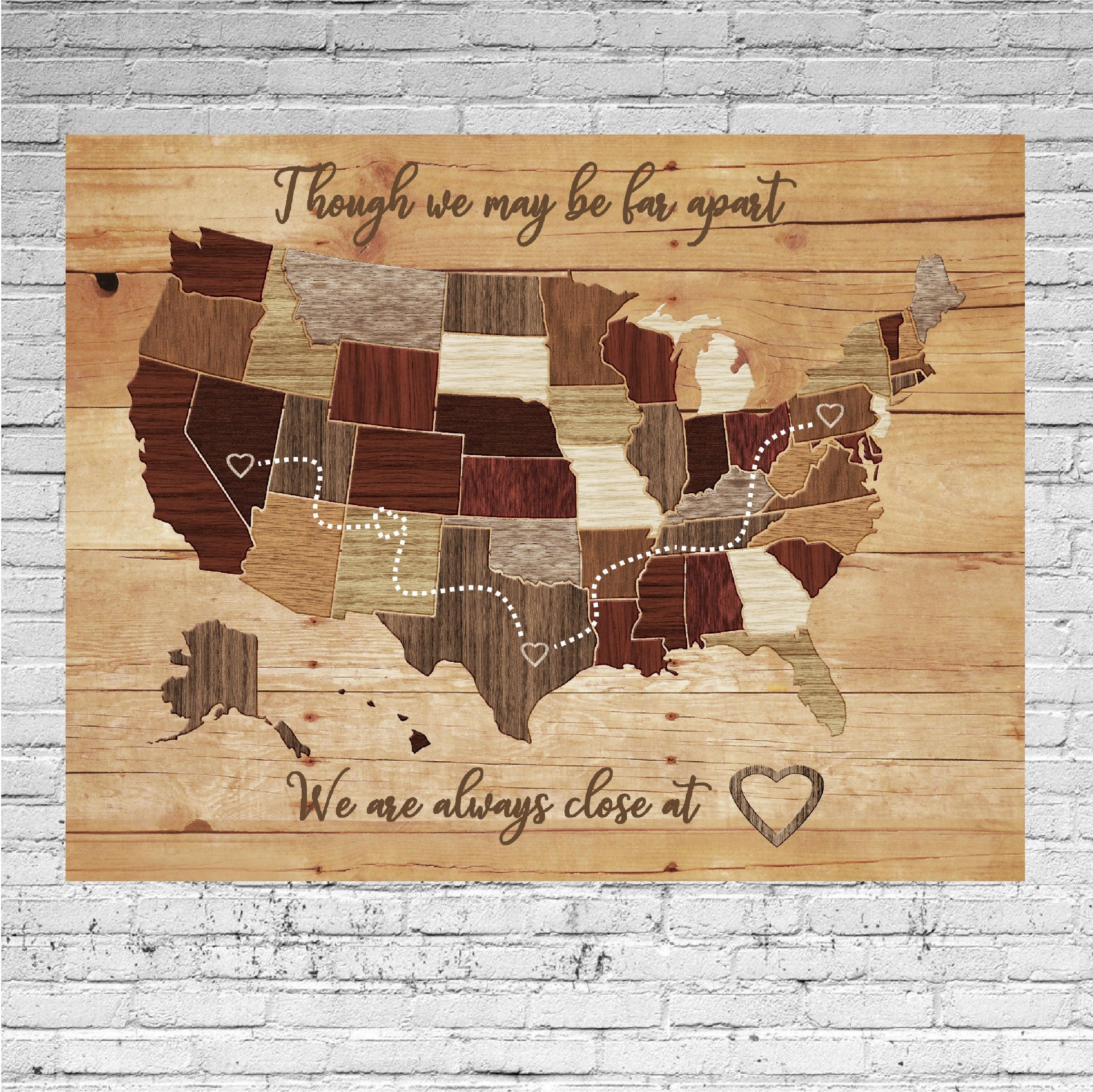 Long Distance Map, Love Far Apart Grandmamothers Day Gift, Customized ...