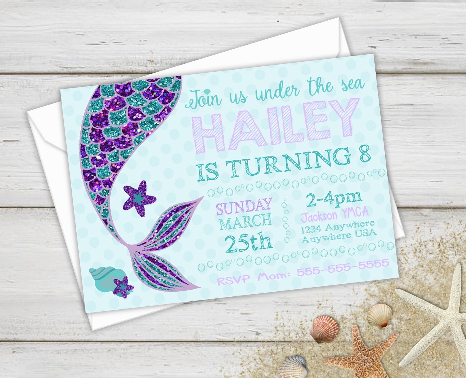 Mermaid Invite, Mermaid Birthday Party, Under the Sea Invite, Mermaid ...