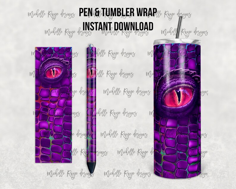 Purple Dragon Scales Printable Waterslide Pen Wrap and | Etsy