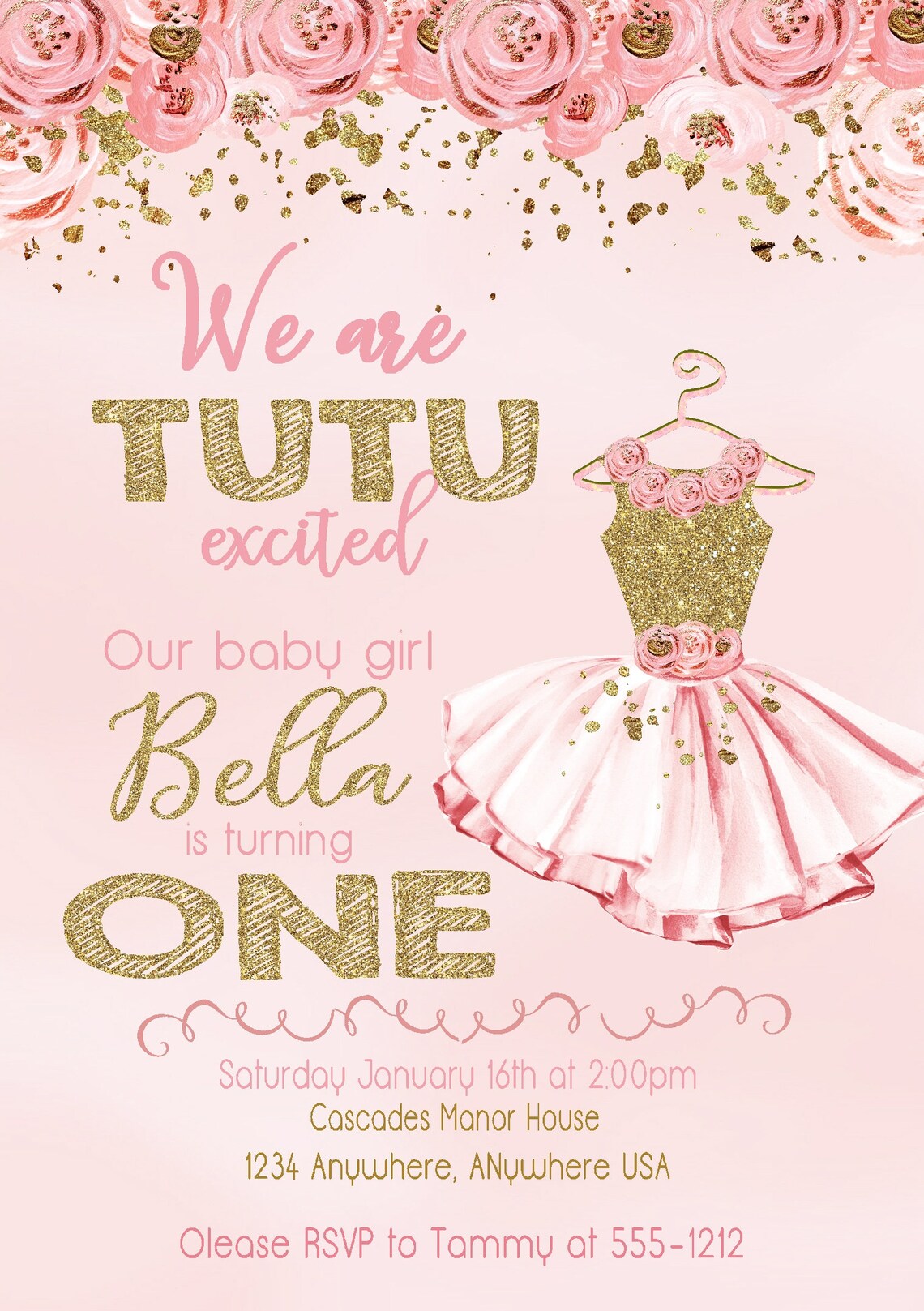 Ballerina Birthday Invitation, Tutu Invitation, Tutu Birthday Party ...