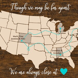 Sisters Long Distance Family Map, Christmas Gift, Customized for Anyone ...