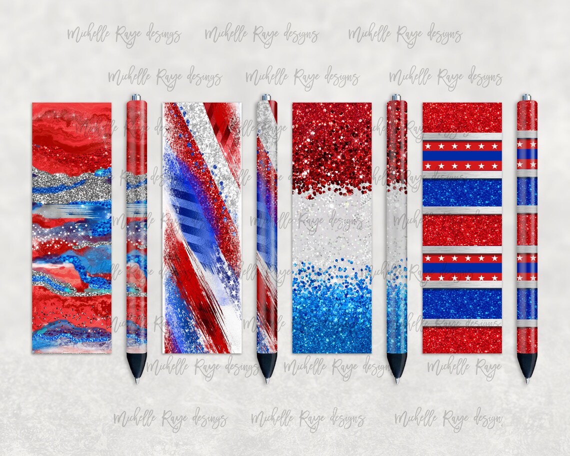 Red, White, and Blue Pen Set, Printable Waterslide Pen Wrap Design ...