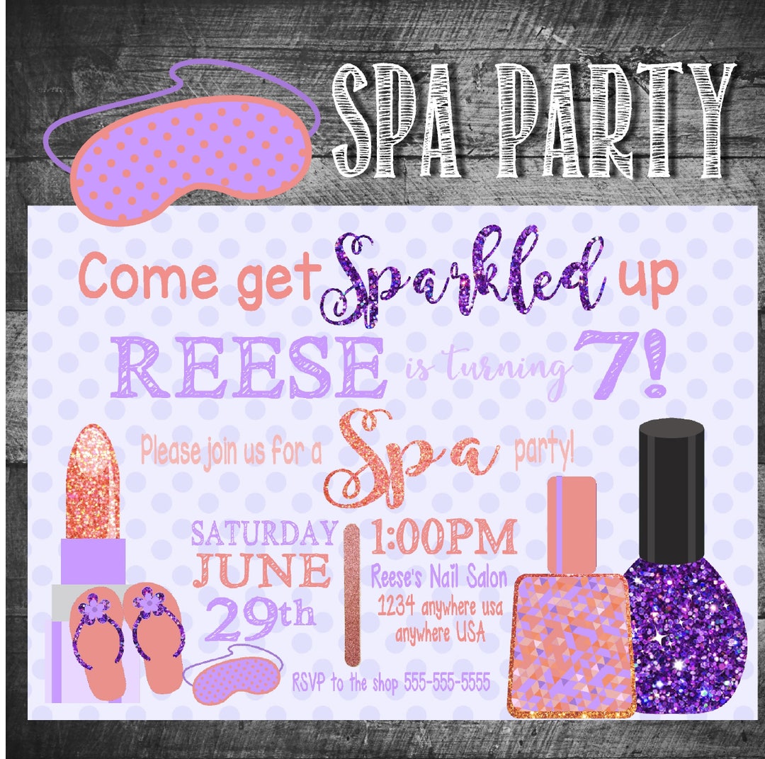 SPA PARTY Invitation Spa Invitation SPA Party Birthday Invitation ...