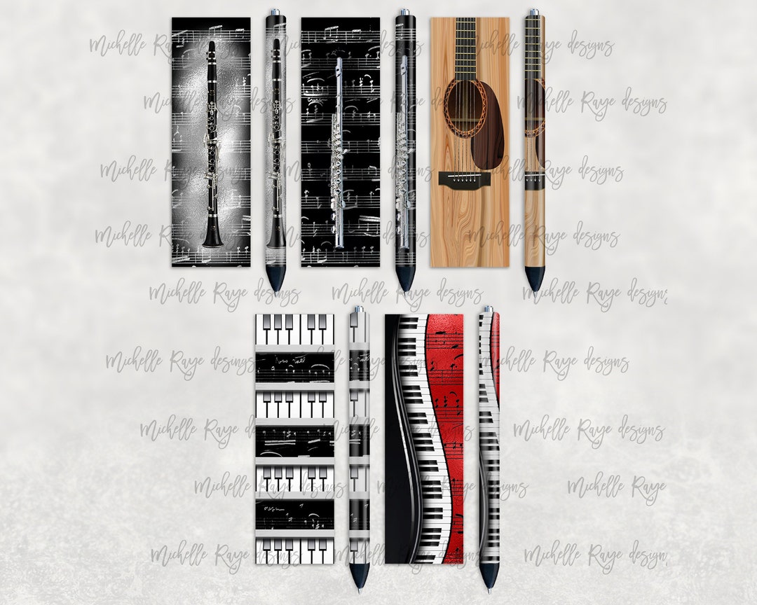 Musical Instrument Pen Set, Printable Waterslide Pen Wrap Design, Epoxy ...