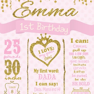 Princess Birthday Sign | Sparkle Birthday Board | Pink | Gold Glitter ...