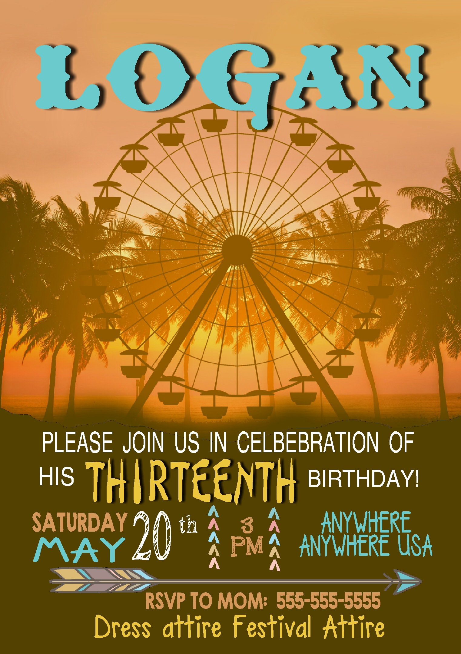 Boho Birthday Invite Triba invite Pow Wow Invitation. Boy | Etsy