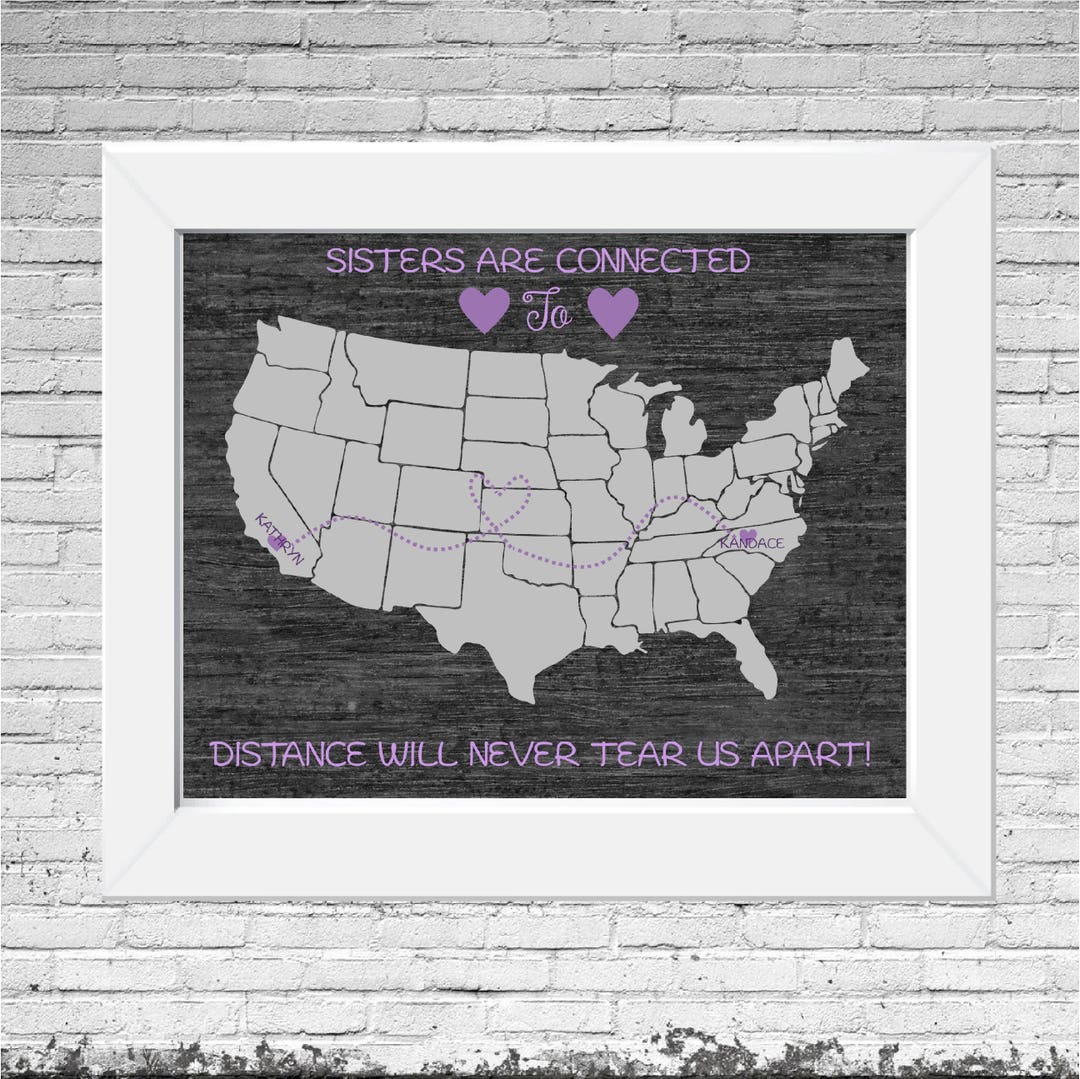 Sisters Long Distance Family Map Christmas Gift Customized - Etsy