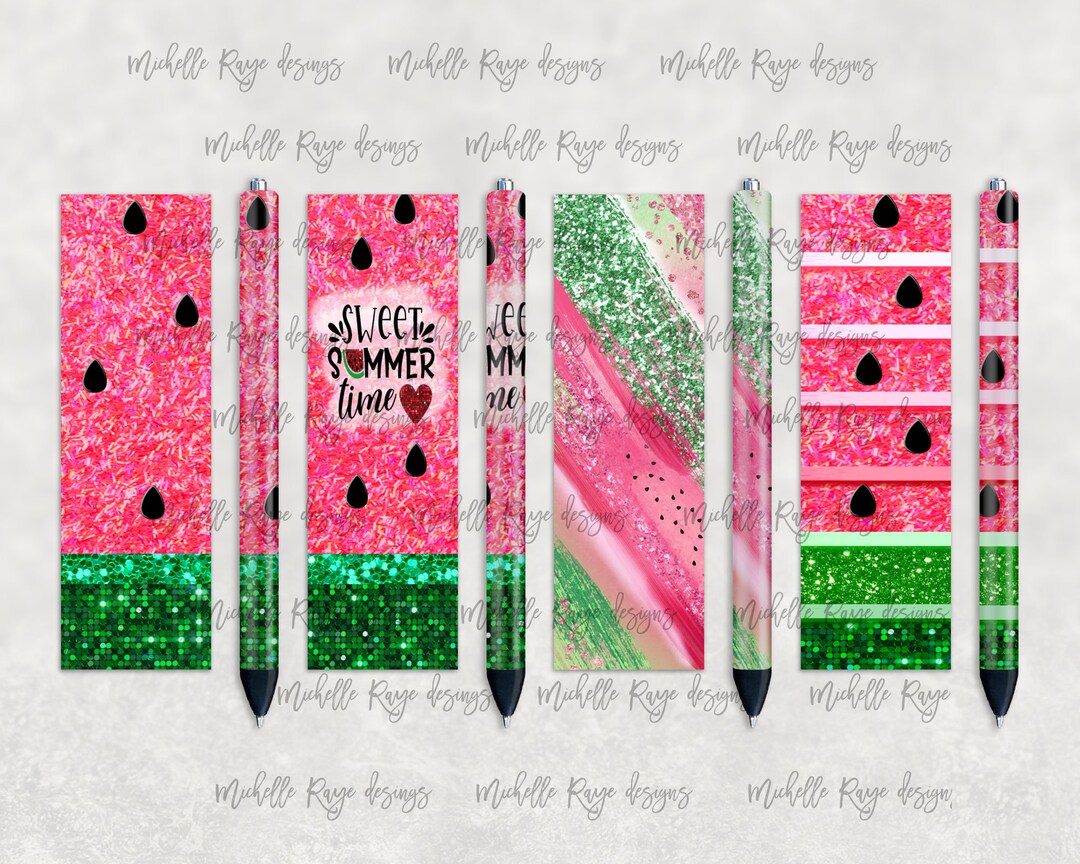 Watermelon Glitter Pen Set, Printable Waterslide Pen Wrap Design, Epoxy ...