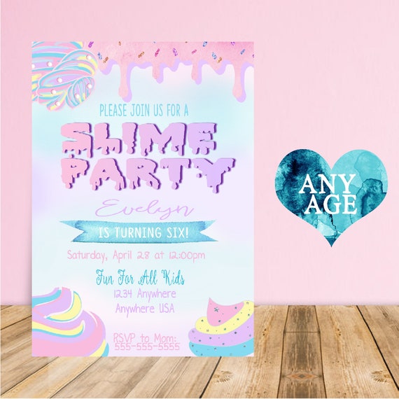 Slime Birthday Invitation, Slime Party Invitations | Slime Invite ...