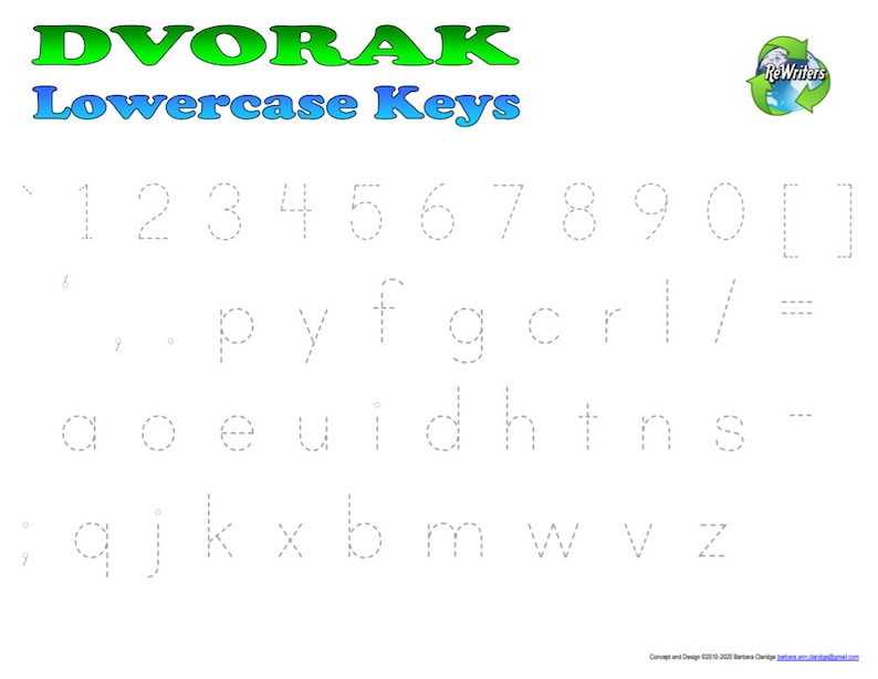 Learn the DVORAK Keyboard & Practice Writing Letters, Printable Tracing ...