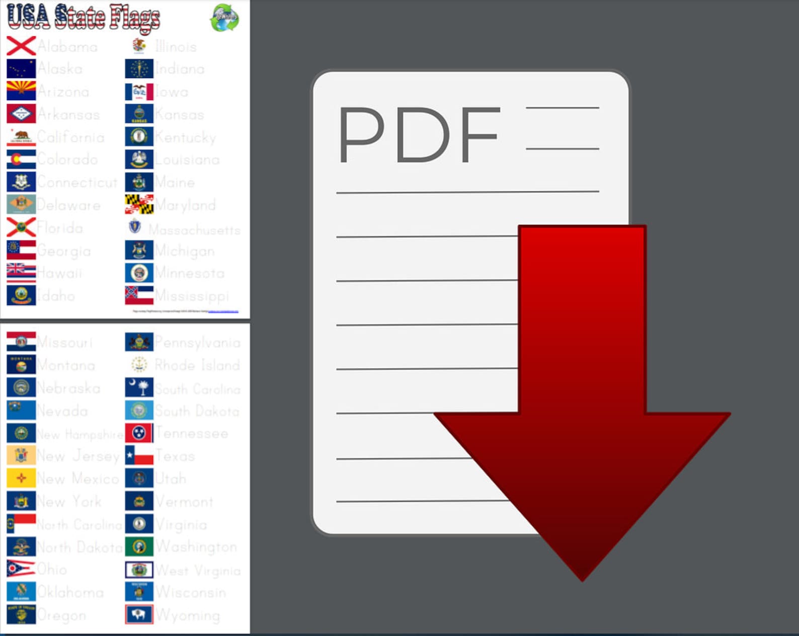 USA State Flags - Practice Writing, Printable Tracing Pages for ...