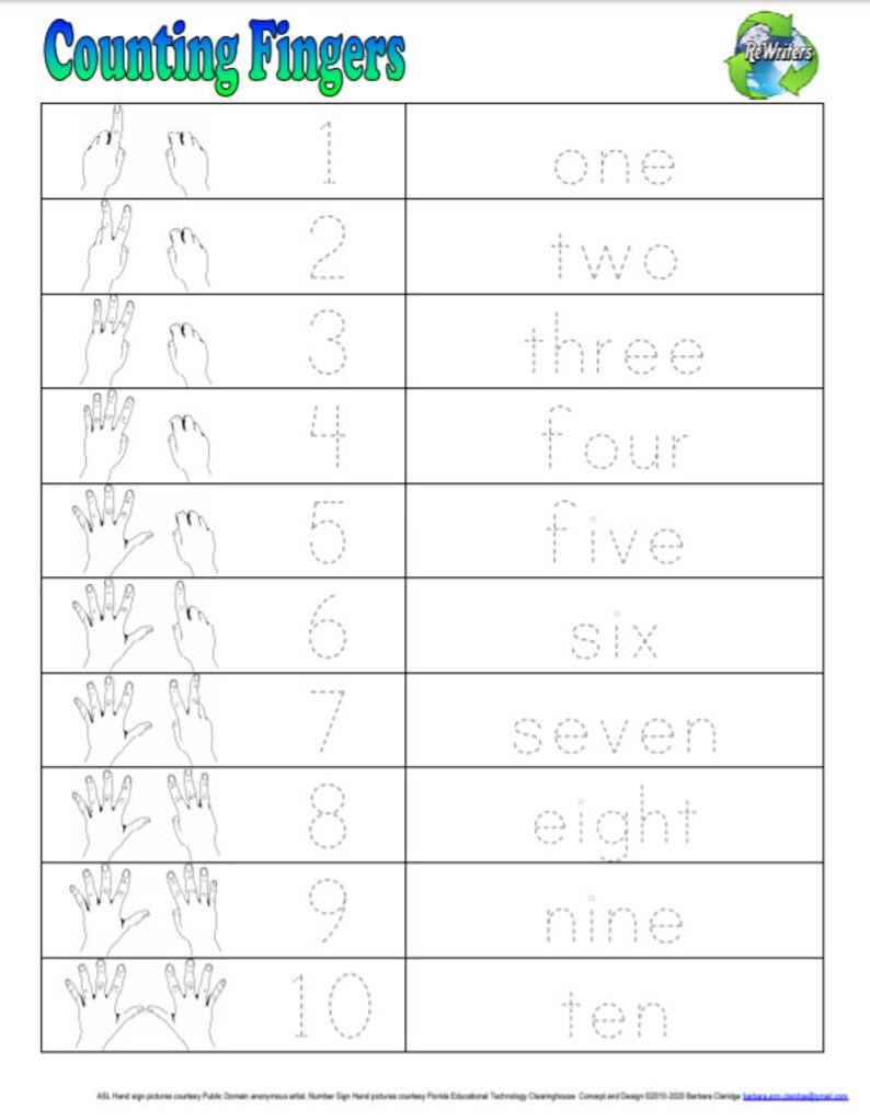 ASL American Sign Language and Counting Fingers, Practice Writing ...