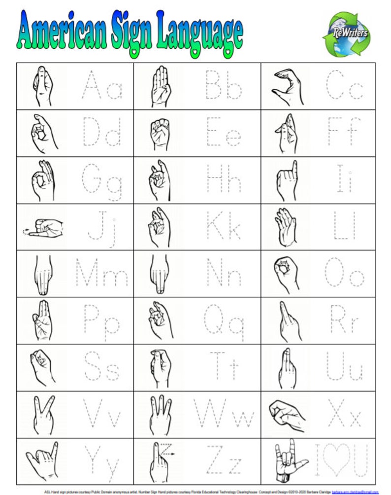 ASL American Sign Language and Counting Fingers, Practice Writing ...