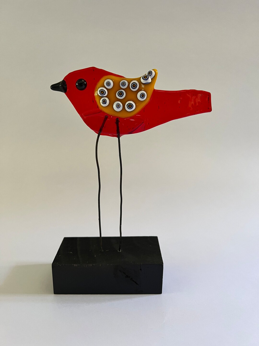 Red Bird Glass Figures Handmade Fused Glass Art - Etsy
