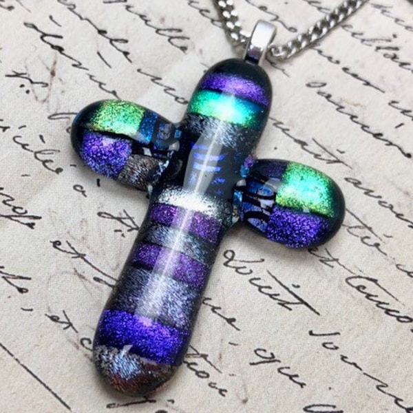 Glass Cross Pendant - Etsy
