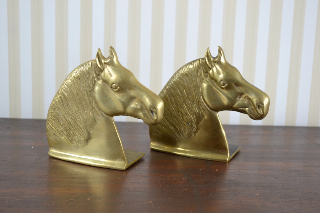 Vintage Brass Horse Bookends - Etsy