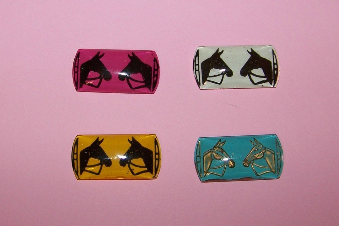 4 HORSE GLASS CABOCHONS-- Vintage Intaglio European -- 15mm X 30mm - Etsy