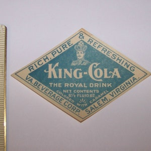 KING-COLA LABEL -1915 Original - Unused- Protective Toploader - Etsy