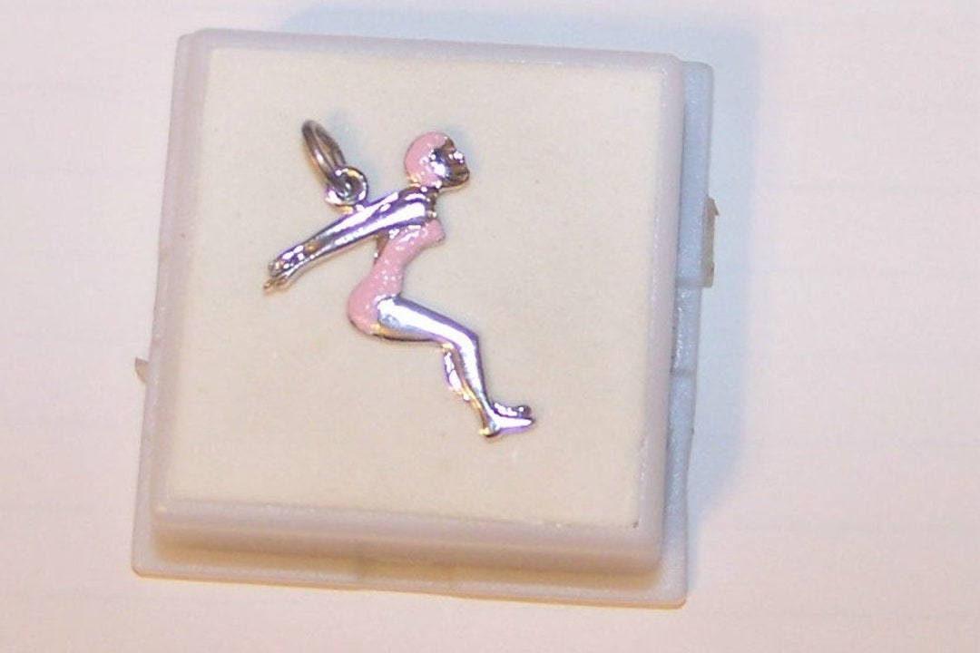 FEMALE SWIMMER DIVER Sterling & Enamel Charm-- Marked Griffith ...