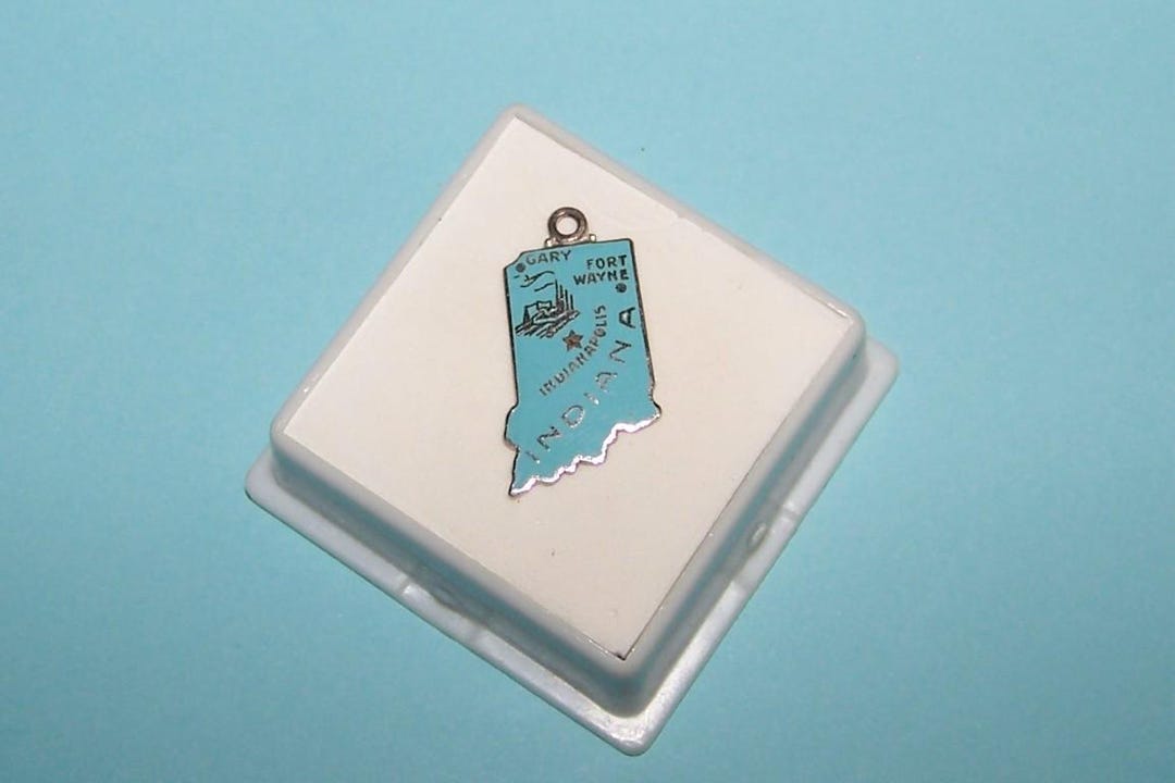 INDIANA STATE CHARM -- Vintage Sterling and Enamel State Charm -- Fort ...
