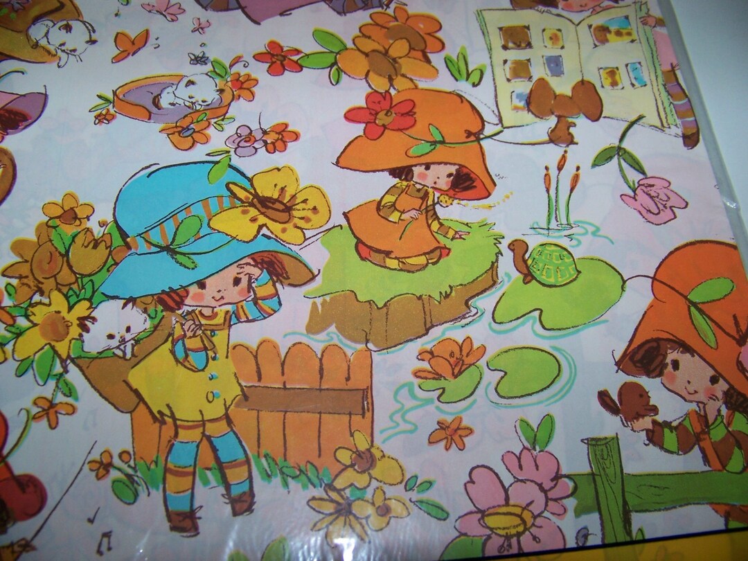 GIRL BIRTHDAY Wrapping Paper -- Vintage LAUREL Mopsies --2 Sealed ...
