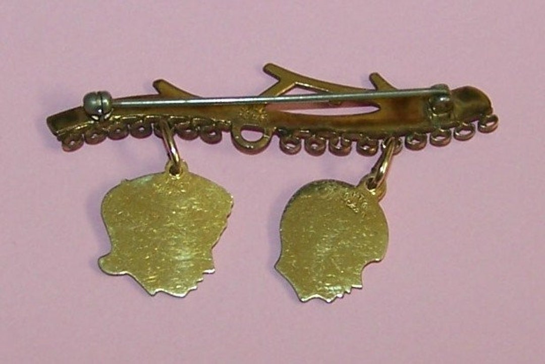 MOTHER'S BROOCH PIN Family Tree Pin marked Gold Filled / Sterling-no ...