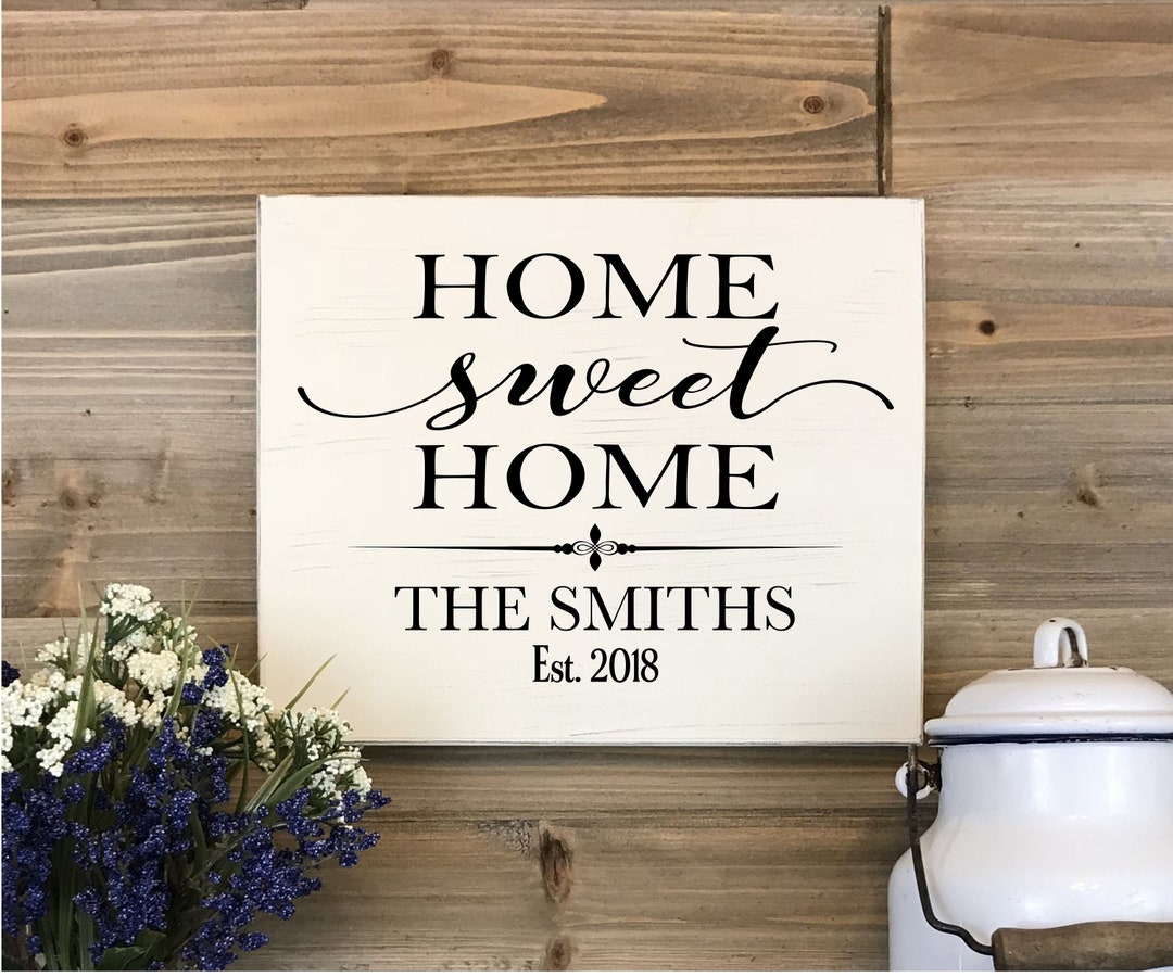 Personalized Home Sweet Home Sign, Country Wall Art, Rustic Black and ...