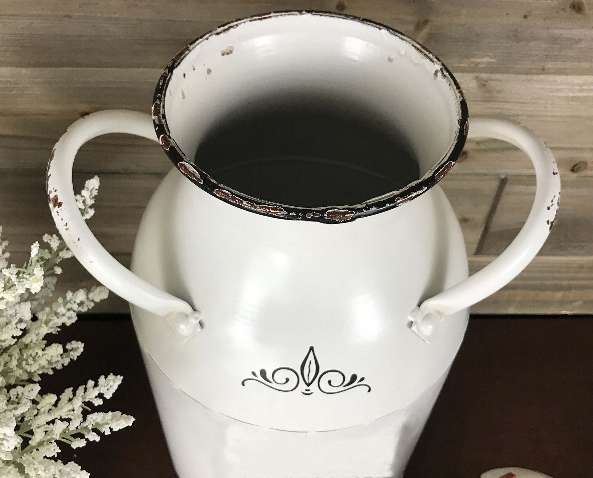 Personalized Farmhouse Metal Milk Can White Enamel Milk Jug | Etsy