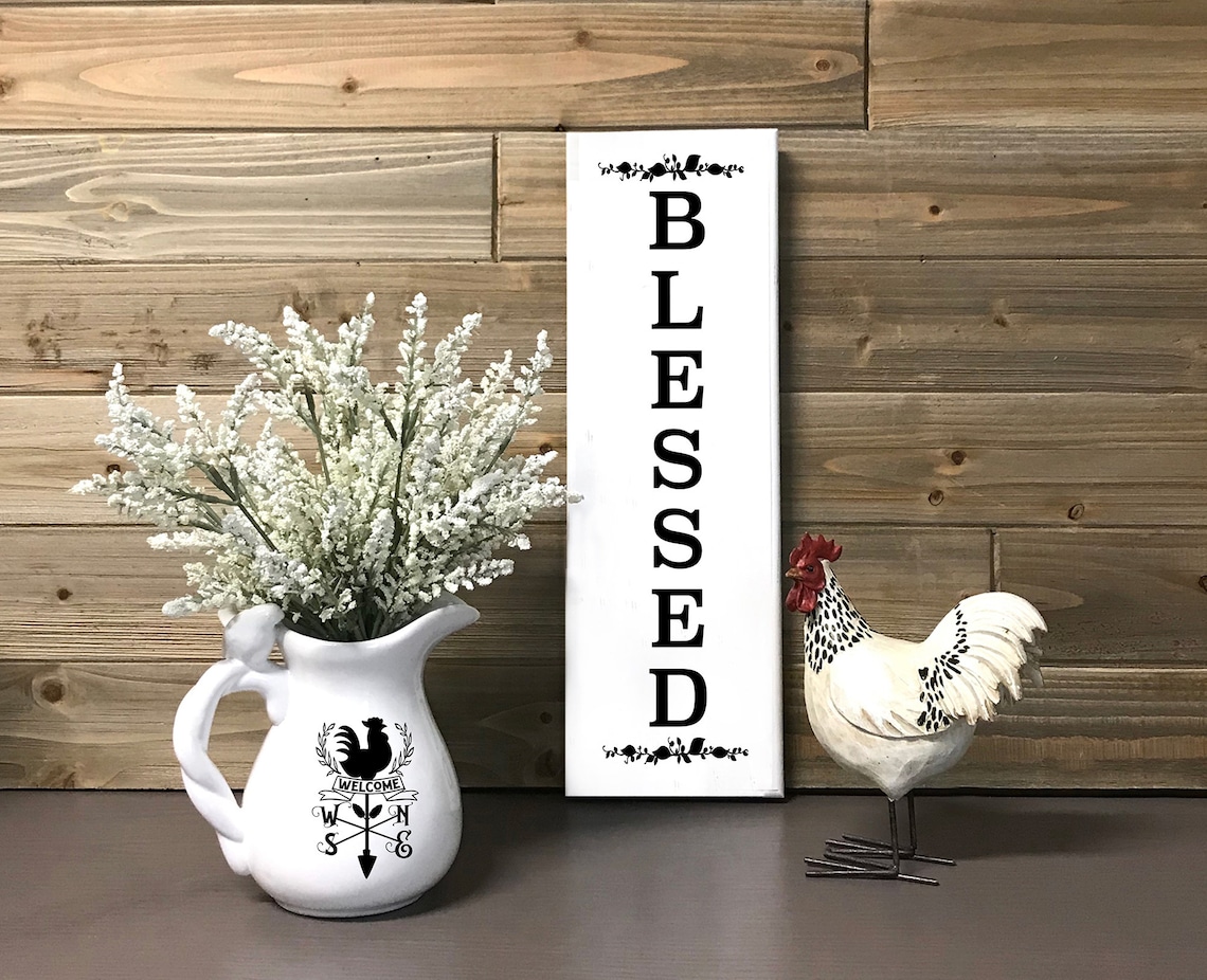 Blessed Vertical Wood Sign With Inspirational Christian - Etsy