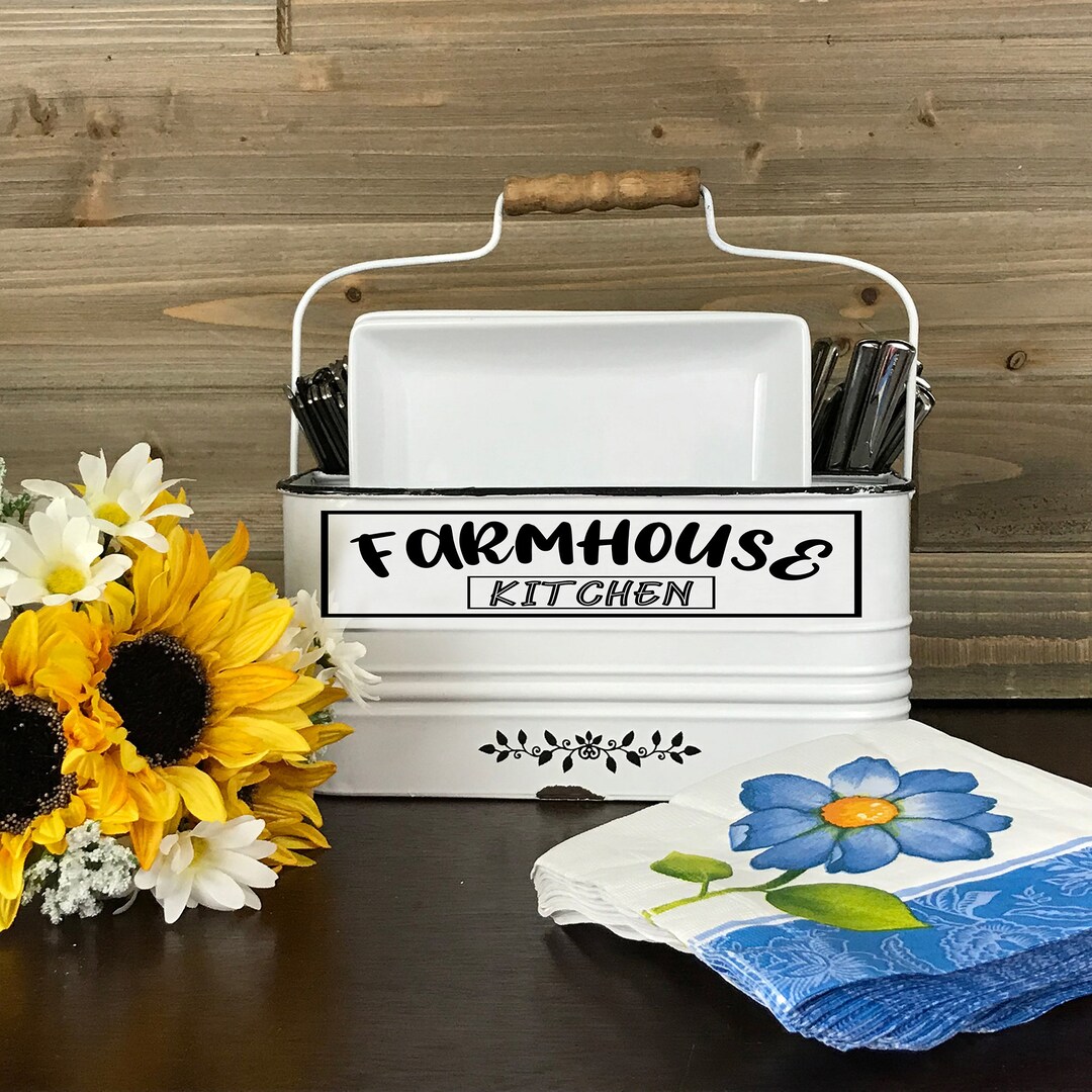 Kitchen Utensil Holder, Farmhouse Silverware Caddy, Party Storage ...