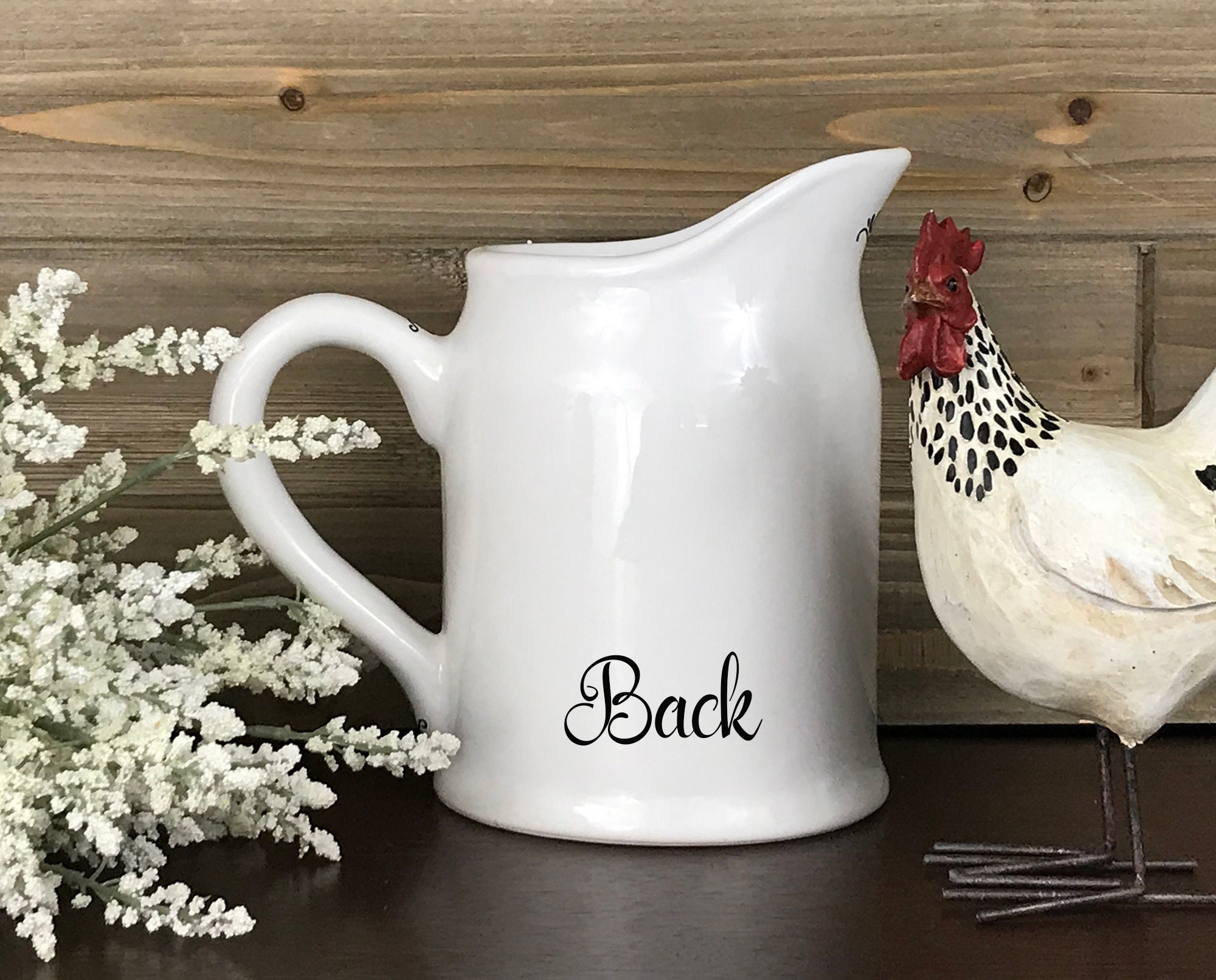Personalized White Farmhouse Ceramic Pitcher, Last Name Utensil Holder ...