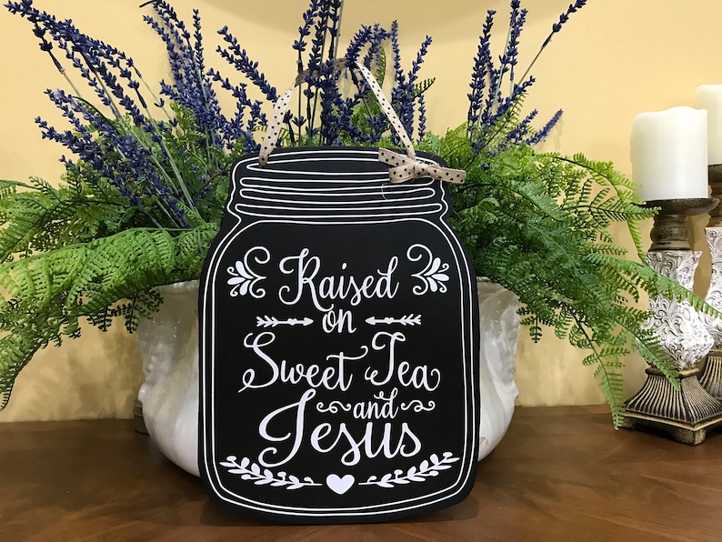 Sweet Tea and Jesus Mason Jar Wall Hanging is Religious Black | Etsy