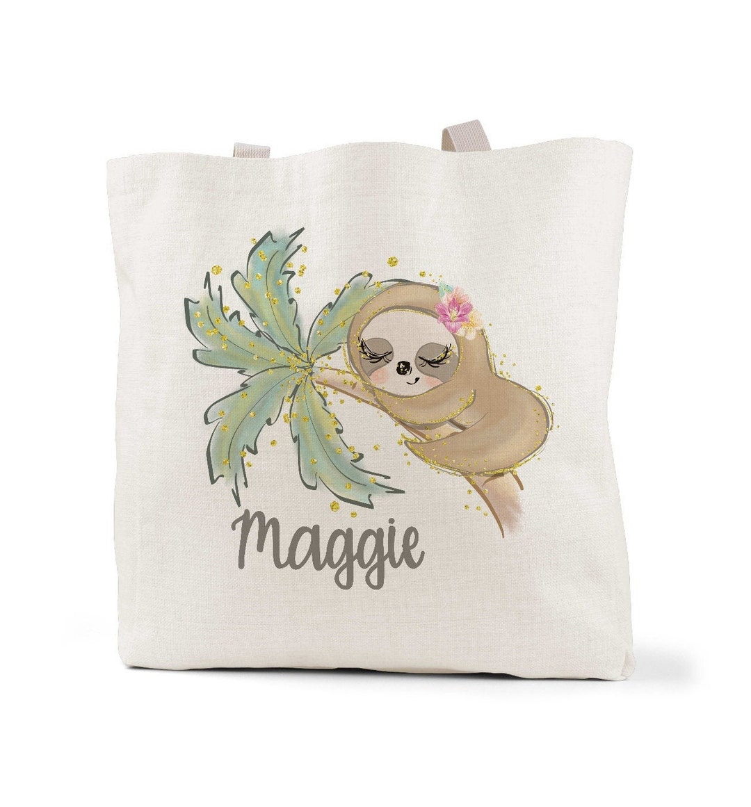 Sloth Book Bag Sloth Bag Sloth Tote Personalized Bag Personalized Sloth ...