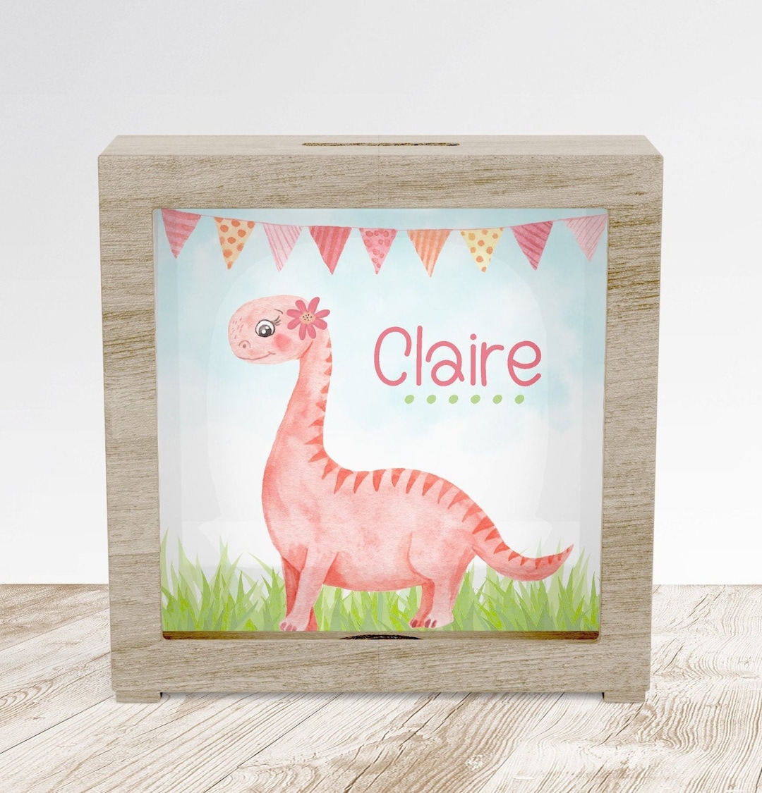 Girls Dinosaur Bank, Personalized Dino Bank, Pink Dinosaur Bank, Name ...