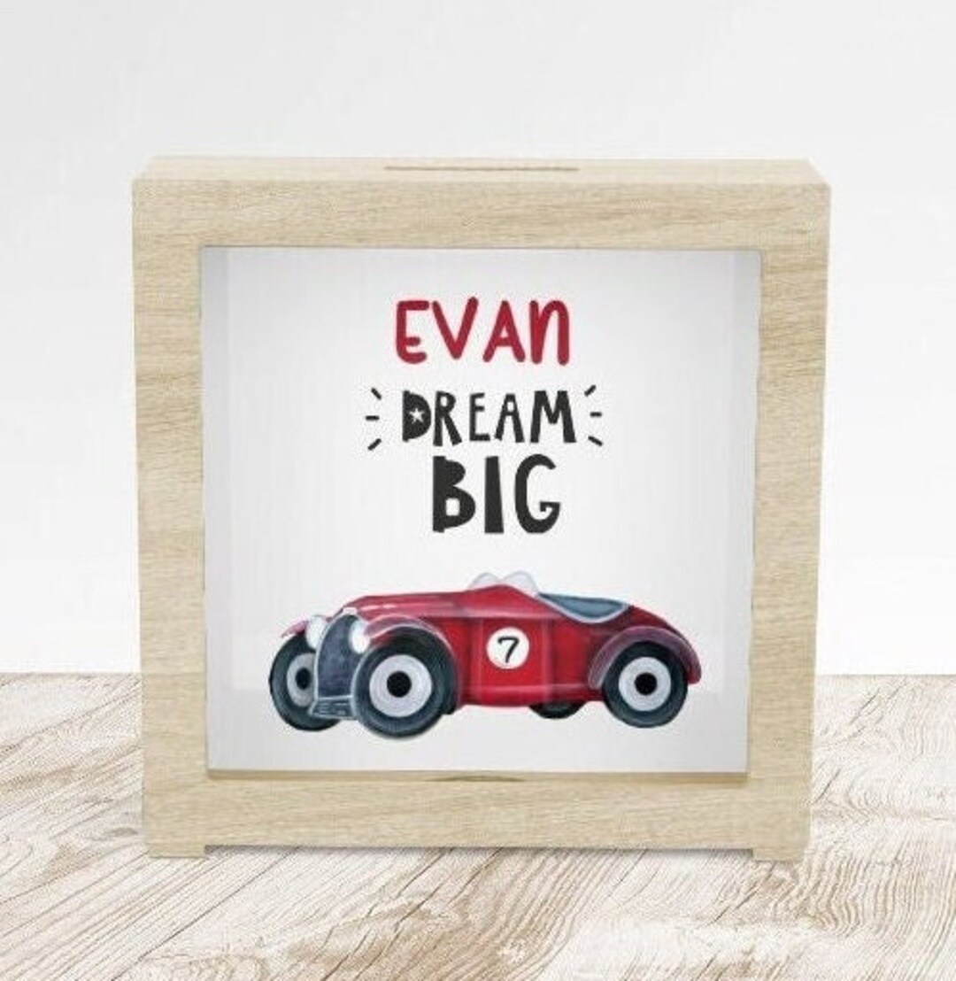 Boys Bank Personalized Bank Kids Bank Racecar Gift Red Car Baby Boy ...